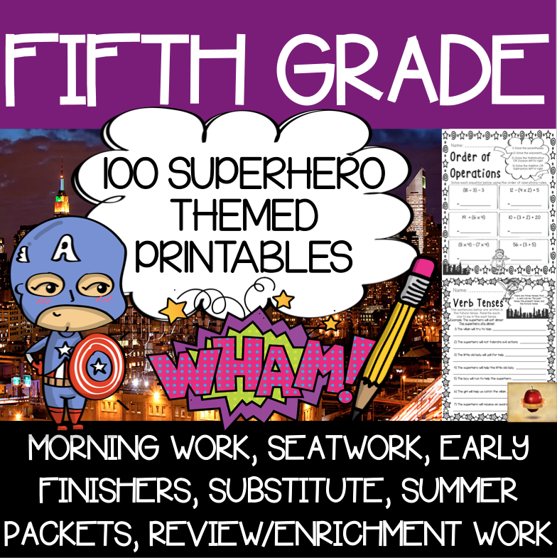 Fifth Grade Superhero Themed Worksheets {100 Standards Aligned ...