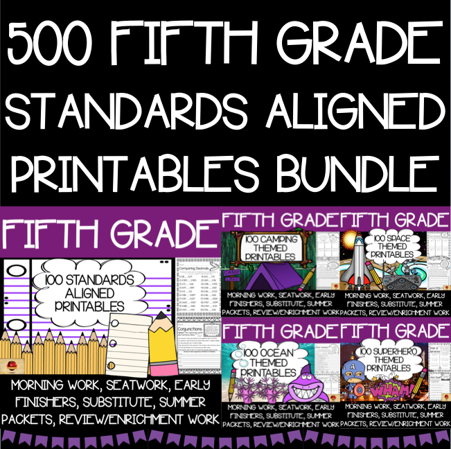 Fifth Grade Worksheets Bundle {500 Standards Aligned Printables} | Made ...