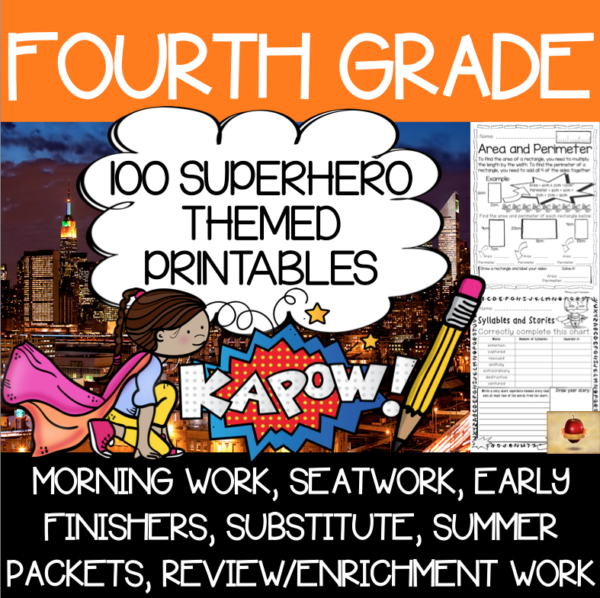 Fourth Grade Superhero Themed Worksheets {100 Standards Aligned ...