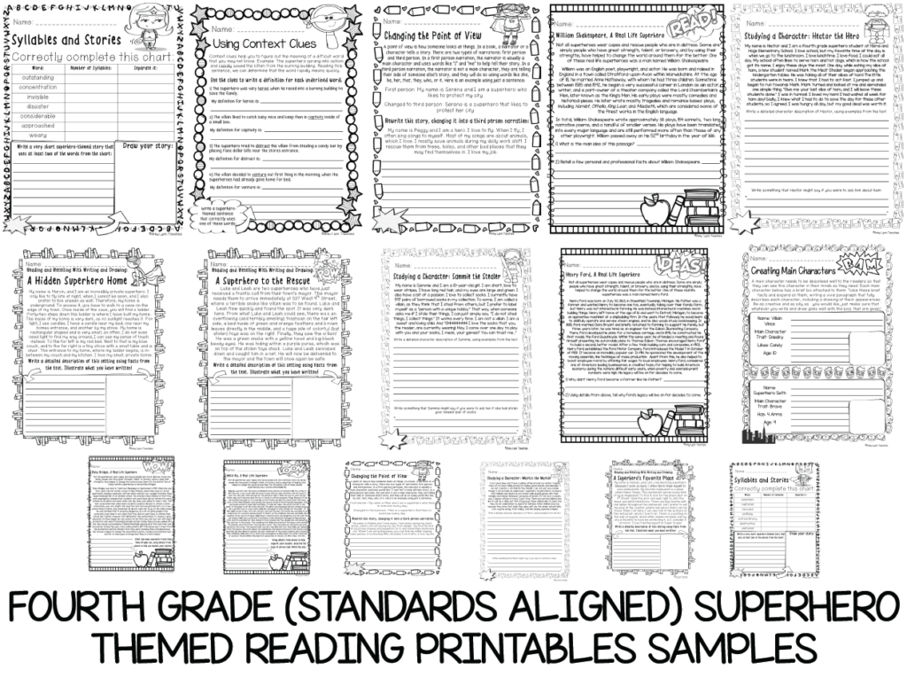 Fourth Grade Superhero Themed Worksheets {100 Standards Aligned ...