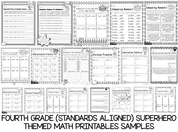 Fourth Grade Superhero Themed Worksheets {100 Standards Aligned ...