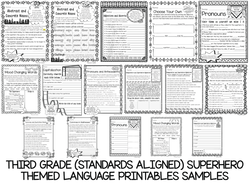 Third Grade Superhero Themed Worksheets {100 Standards Aligned ...