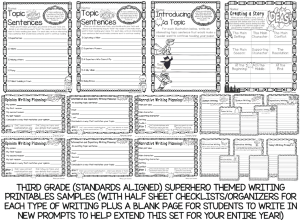 Third Grade Superhero Themed Worksheets {100 Standards Aligned ...