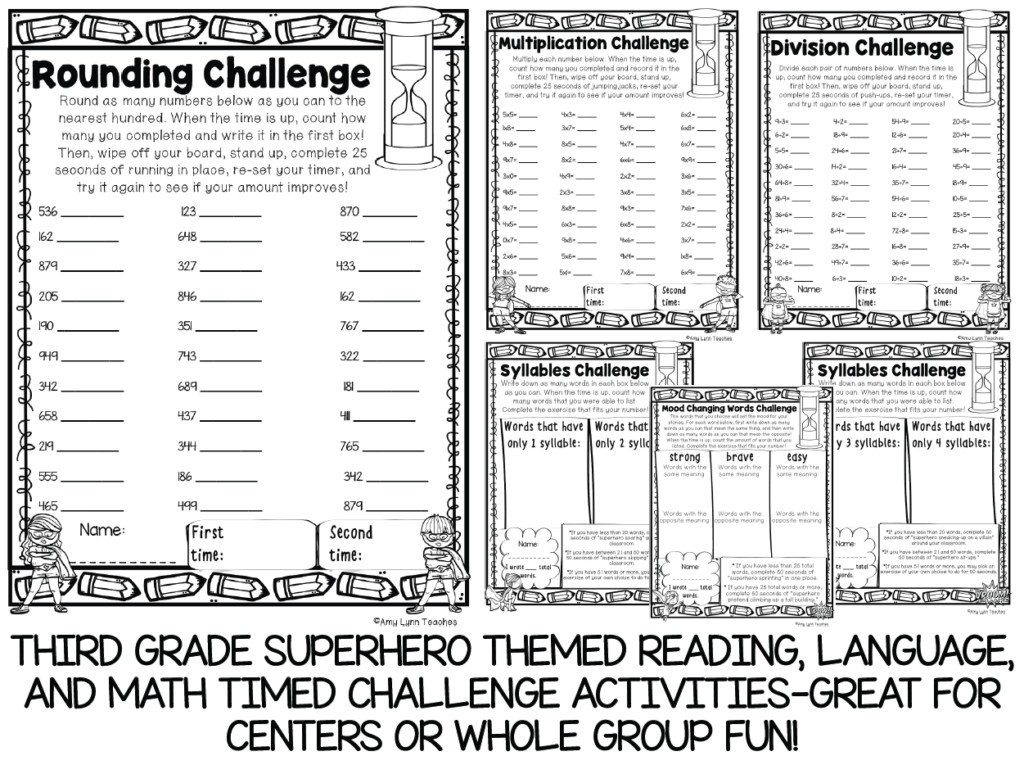 Third Grade Superhero Themed Worksheets {100 Standards Aligned ...