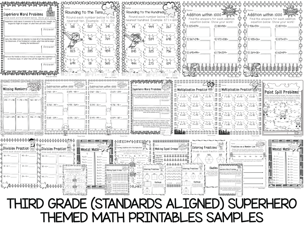 Third Grade Superhero Themed Worksheets {100 Standards Aligned ...