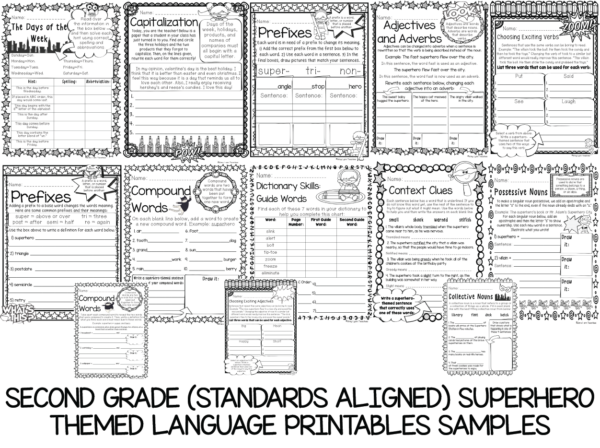Second Grade Superhero Themed Worksheets {100 Standards Aligned ...