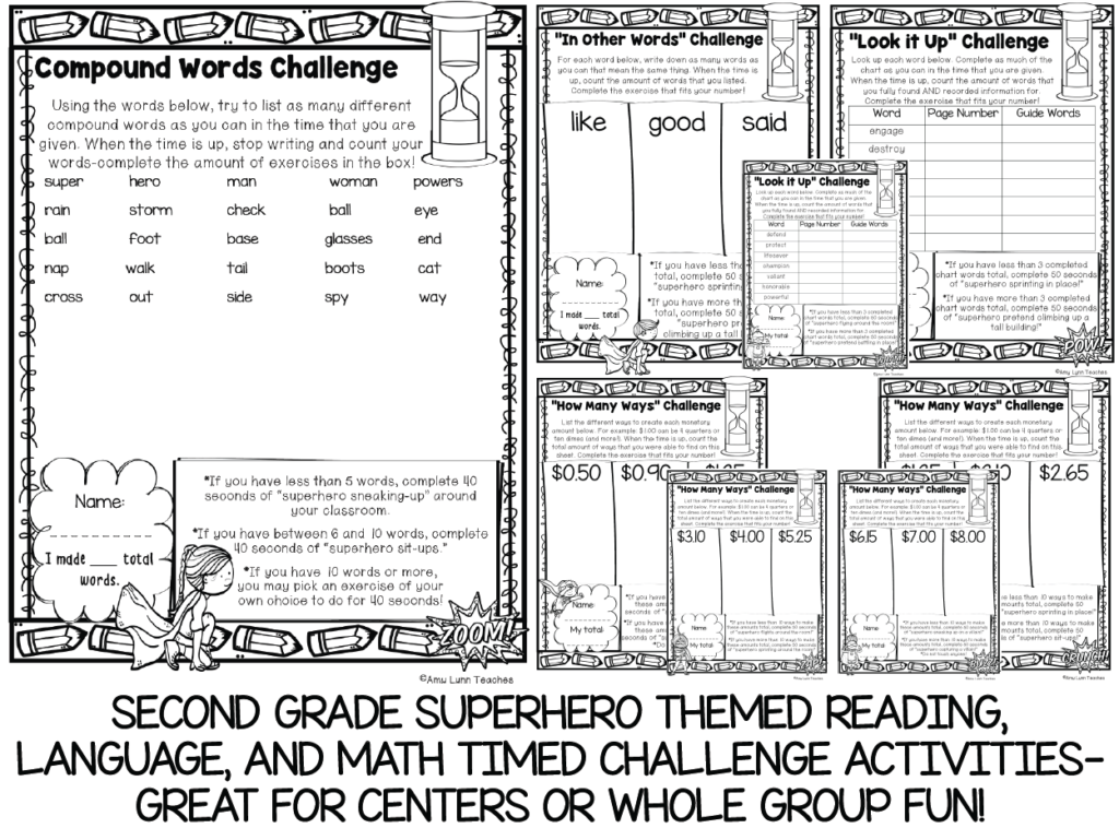 Second Grade Superhero Themed Worksheets {100 Standards Aligned ...