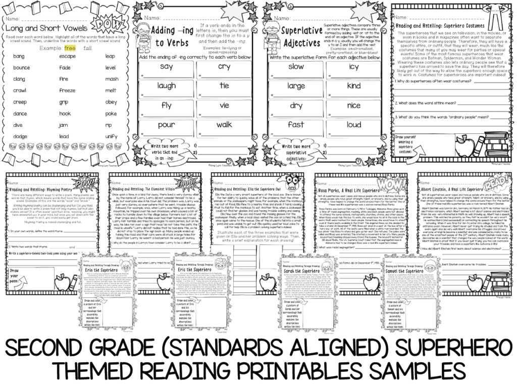 Second Grade Superhero Themed Worksheets {100 Standards Aligned ...