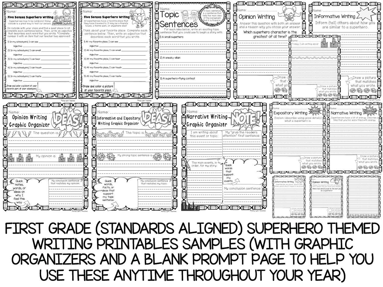 First Grade Superhero Themed Worksheets {100 Standards Aligned ...