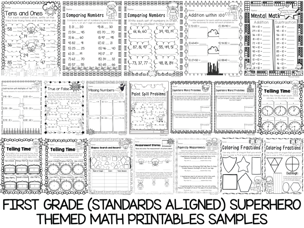 First Grade Superhero Themed Worksheets {100 Standards Aligned ...