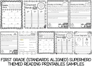 First Grade Superhero Themed Worksheets {100 Standards Aligned ...