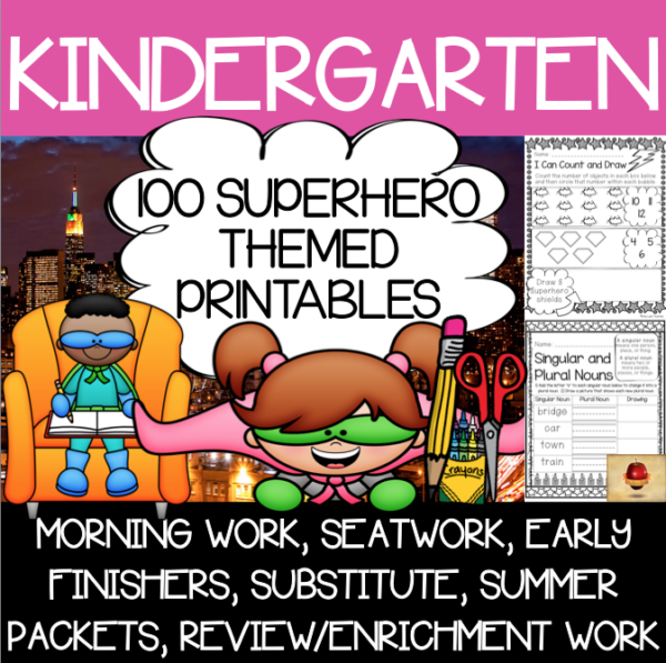 Kindergarten Superhero Themed Worksheets {100 Standards Aligned ...