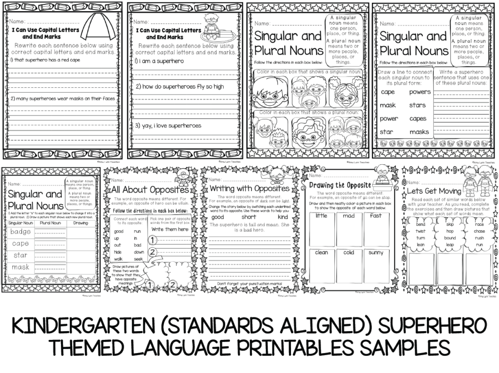Kindergarten Superhero Themed Worksheets {100 Standards Aligned ...