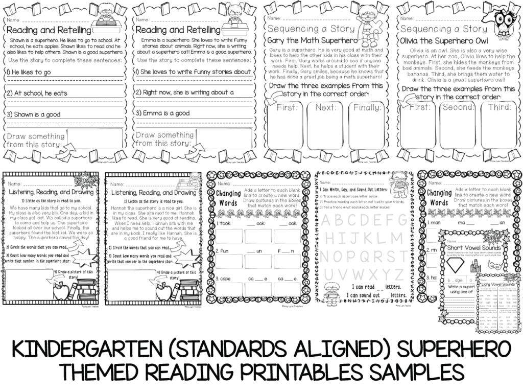 Kindergarten Superhero Themed Worksheets {100 Standards Aligned ...