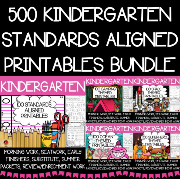 Kindergarten Worksheets Bundle {500 Standards Aligned Printables ...