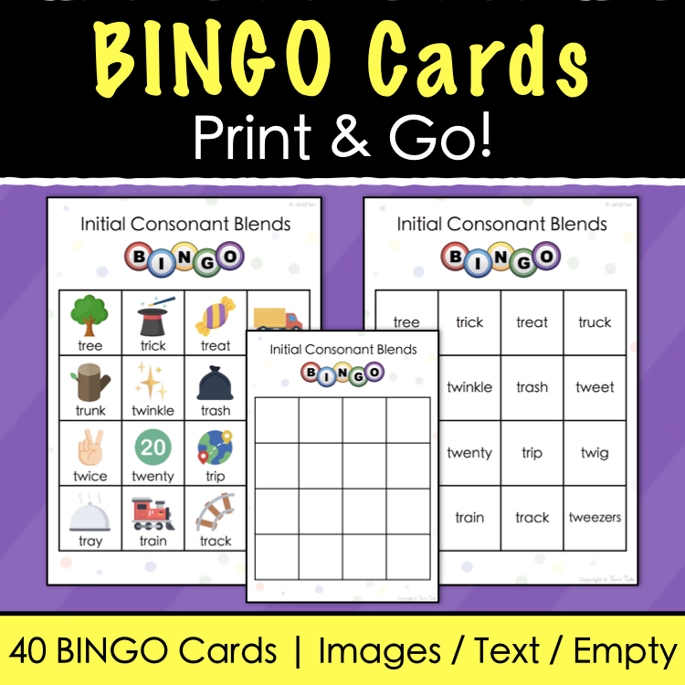 80 Initial Consonant Blend Words - Lists, Tests, BINGO, and Flash Cards ...
