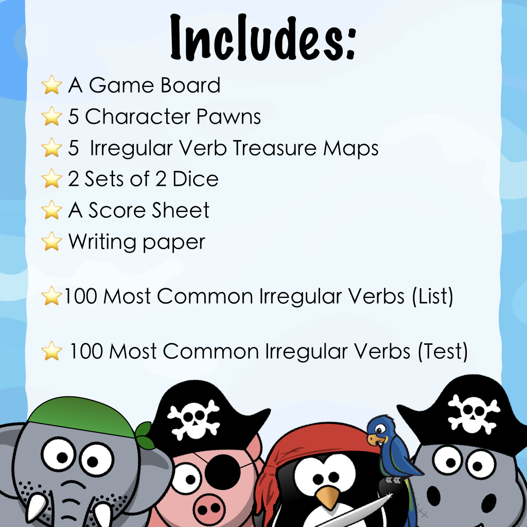 Yo-Ho-Ho Irregular Verbs - A Board Game to Practice 100 Irregular Verbs ...