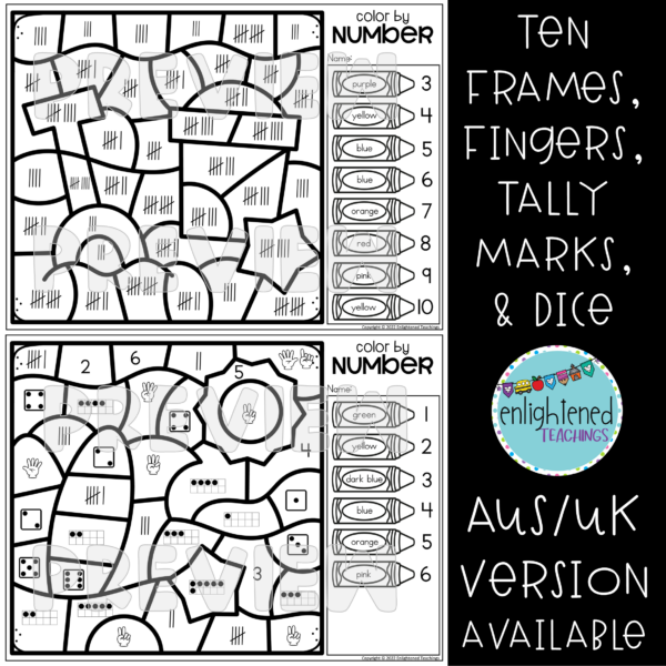Summer Beach Number Subitizing Worksheets Color by Number Subitizing to ...