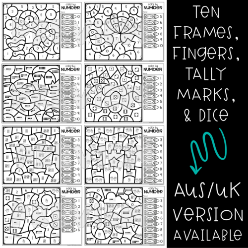 Summer Beach Number Subitizing Worksheets Color by Number Subitizing to ...