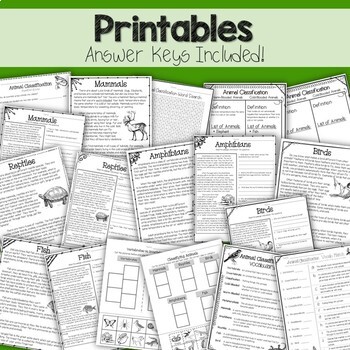 Animal Classification Unit: Vertebrates, Invertebrates, Distance ...