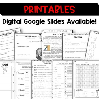 Force and Motion Pack - Magnetism, Friction, Gravity, Mass, Distance ...