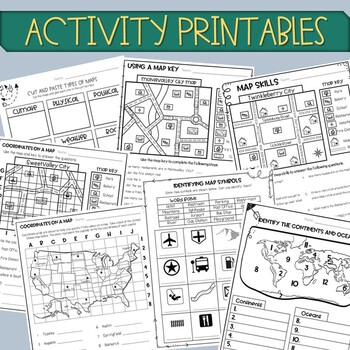 Map skills and Types of Maps Printables & Activities Pack - Made By ...