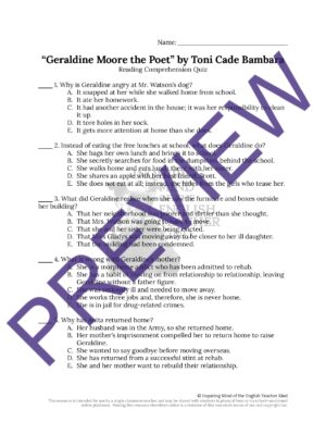 Short Stories by Toni Cade Bambara - Quiz and Close Reading Bundle ...