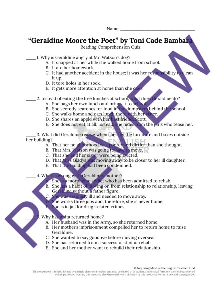 Short Stories by Toni Cade Bambara - Quiz and Close Reading Bundle ...