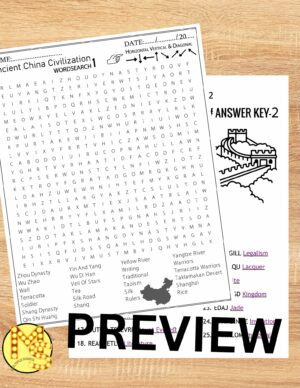 ANCIENT China Civilization Worksheets Crossword -Word Scramble -Word ...