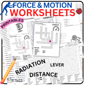 Forces and Motion Worksheets Crossword - Word Scramble - Word Search ...