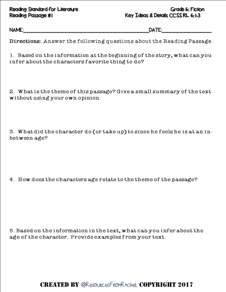 Reading Comprehension Assessment 6th grade volume 1 | Made By Teachers