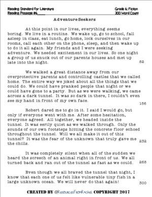 Reading Comprehension Assessment 6th grade volume 2 | Made By Teachers