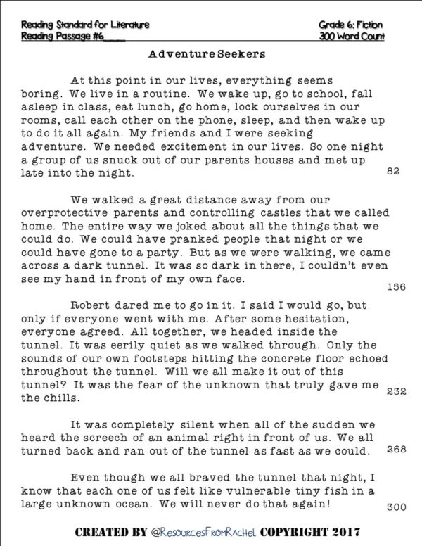 Reading Comprehension Assessment 6th grade volume 2 - Made By Teachers