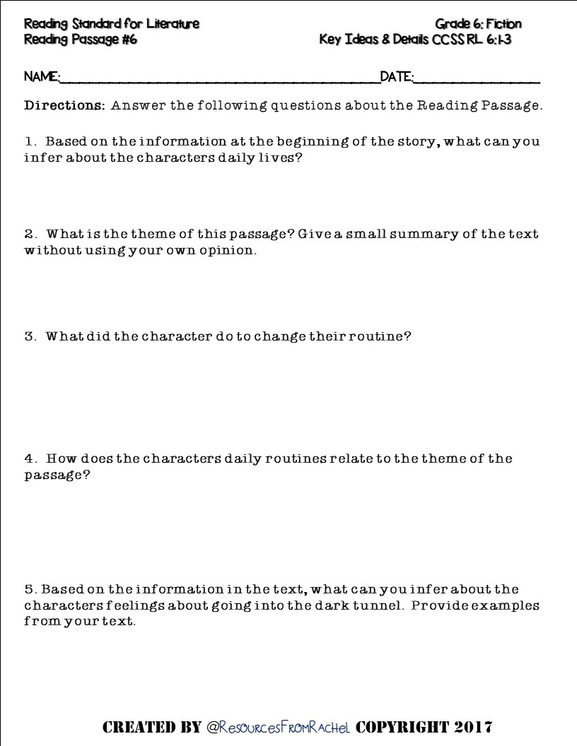 Reading Comprehension Assessment 6th grade volume 2 | Made By Teachers