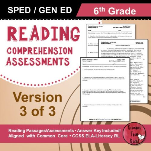 Reading Comprehension Assessment 6th grade volume 3 | Made By Teachers
