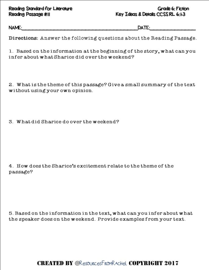 Reading Comprehension Assessment 6th grade volume 3 | Made By Teachers