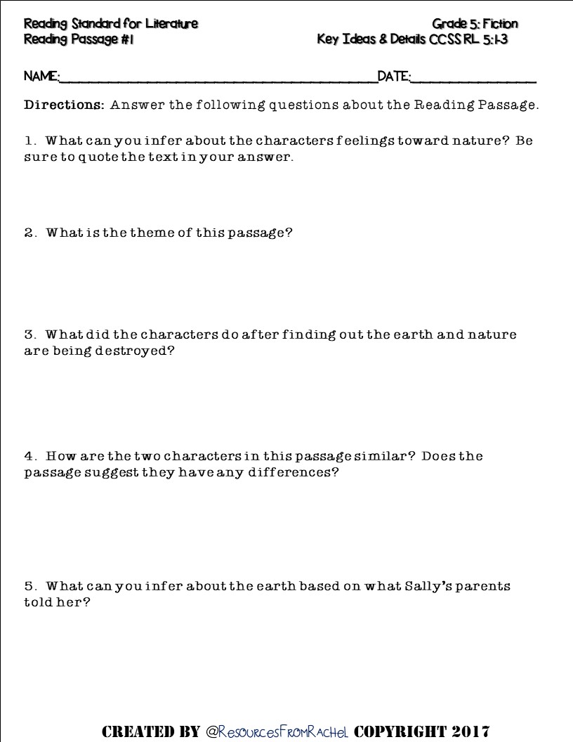 Reading Comprehension Assessment 5th Grade Volume 1 Made By Teachers