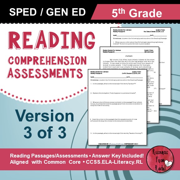 Reading Comprehension Assessments 4th grade volume 1 | Made By Teachers