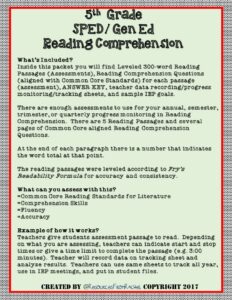 Reading Comprehension Assessment 5th grade volume 3 - Made By Teachers