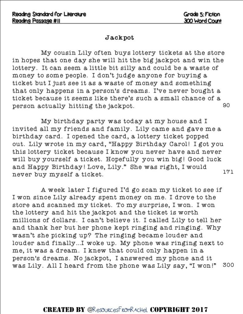 Reading Comprehension Assessment 5th grade volume 3 | Made By Teachers