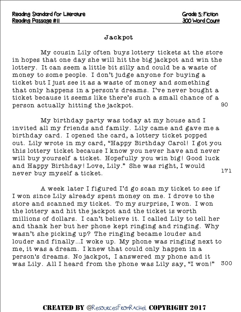 Reading Comprehension Assessment 5th grade volume 3 | Made By Teachers