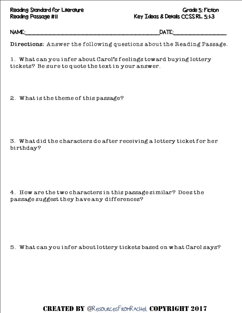 Reading Comprehension Assessment 5th grade volume 3 | Made By Teachers