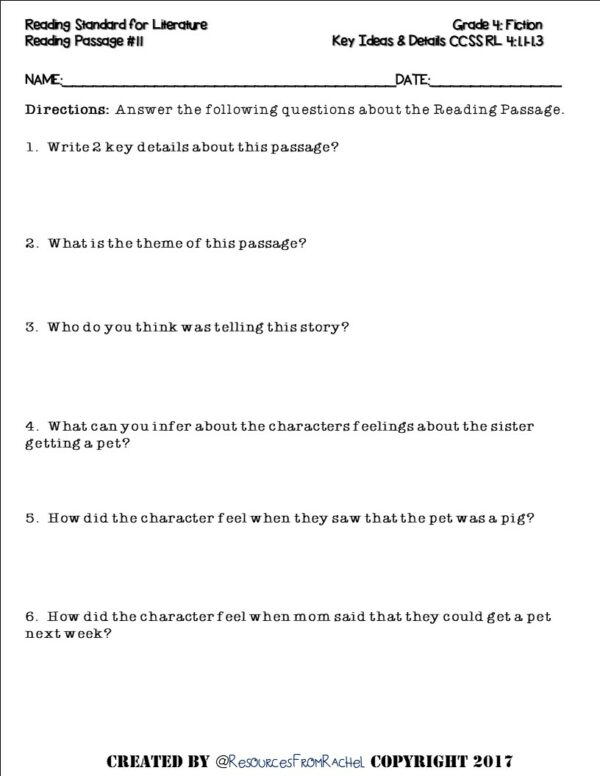 Reading Comprehension Assessments 4th grade volume 3 | Made By Teachers