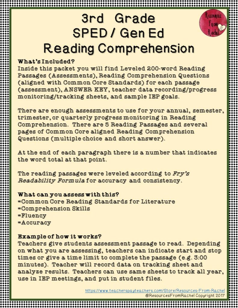 Reading Comprehension Assessments 3rd grade volume 2 - Made By Teachers