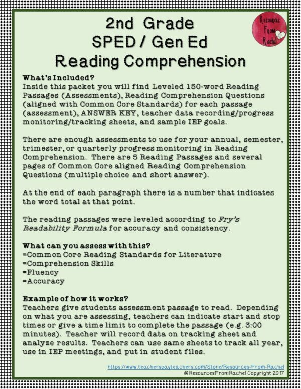 Reading Comprehension Assessments 2nd grade volume 2 | Made By Teachers