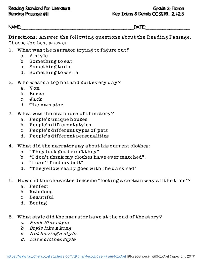 Reading Comprehension Assessments 2nd grade volume 3 | Made By Teachers