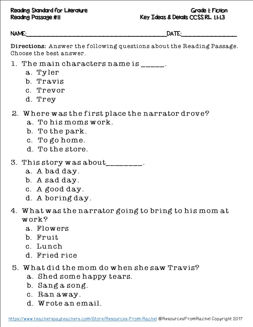 Reading Comprehension Assessments 1st grade volume 3 | Made By Teachers
