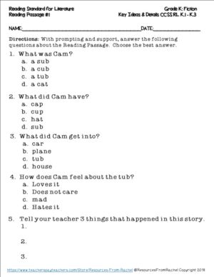 Reading Comprehension Assessments Kindergarten volume 1 | Made By Teachers