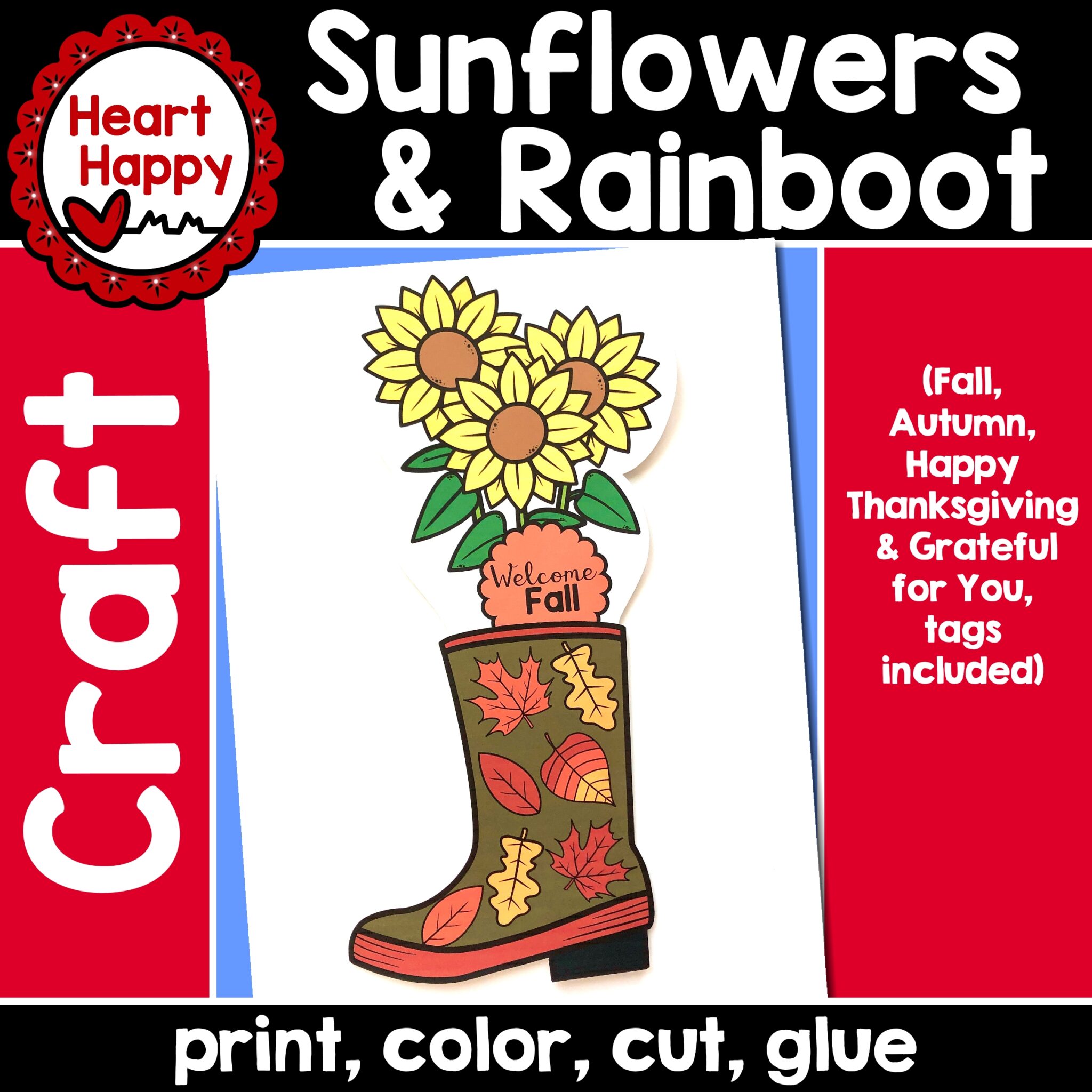 Sunflowers in Rainboots | Fall Craft | Thanksgiving Craft | Made By ...