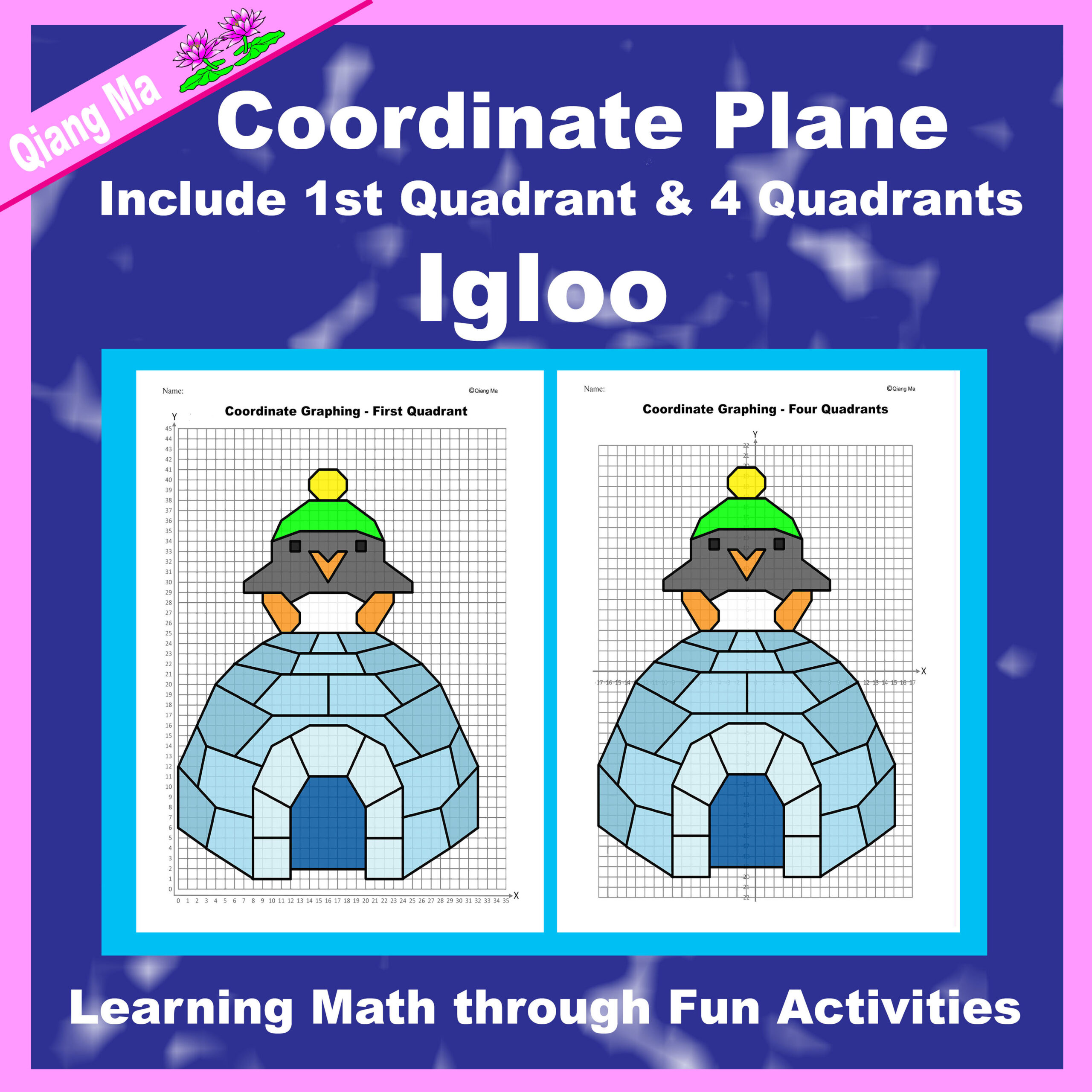 Winter Coordinate Plane Graphing Picture: Igloo | Made By Teachers